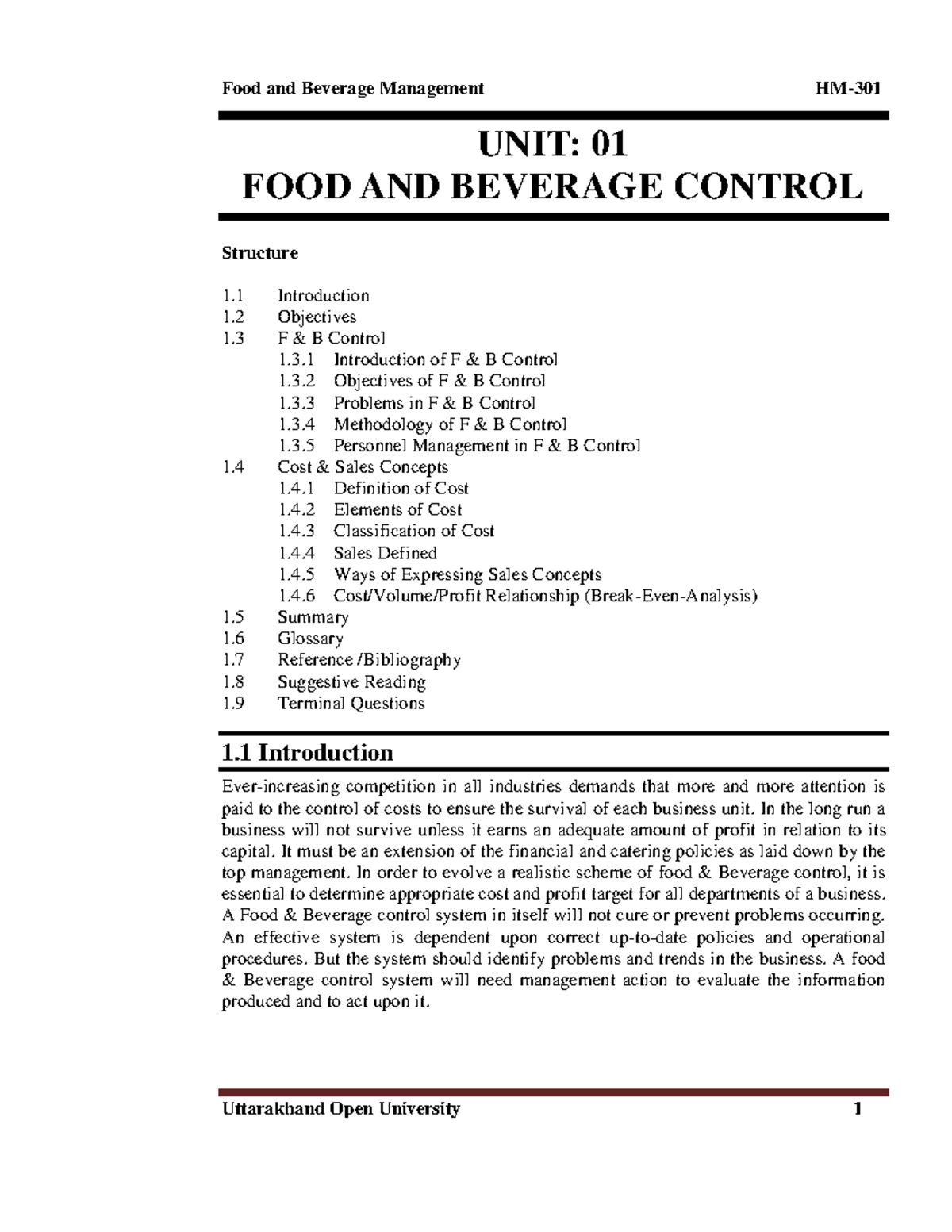 Foood and beverage management Notes - UNIT: 01 FOOD AND BEVERAGE ...
