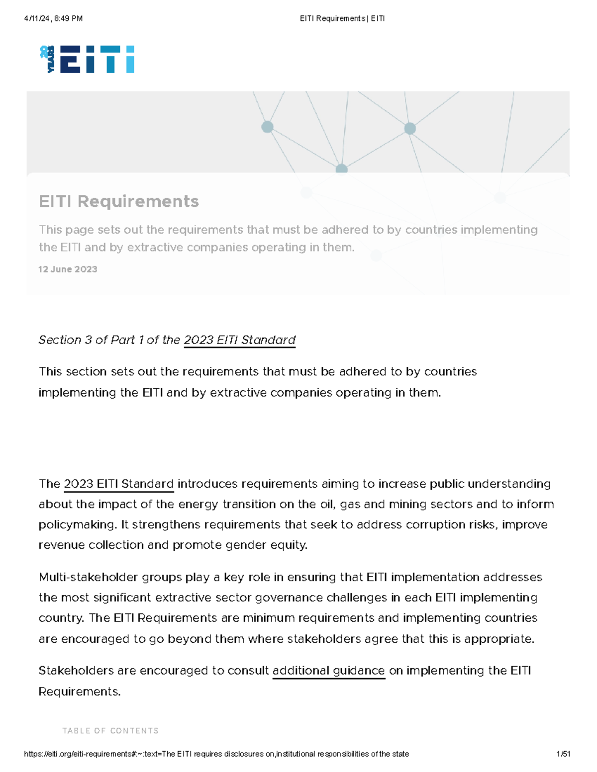 EITI Requirements EITI - Section 3 of Part 1 of the 2023 EITI Standard ...
