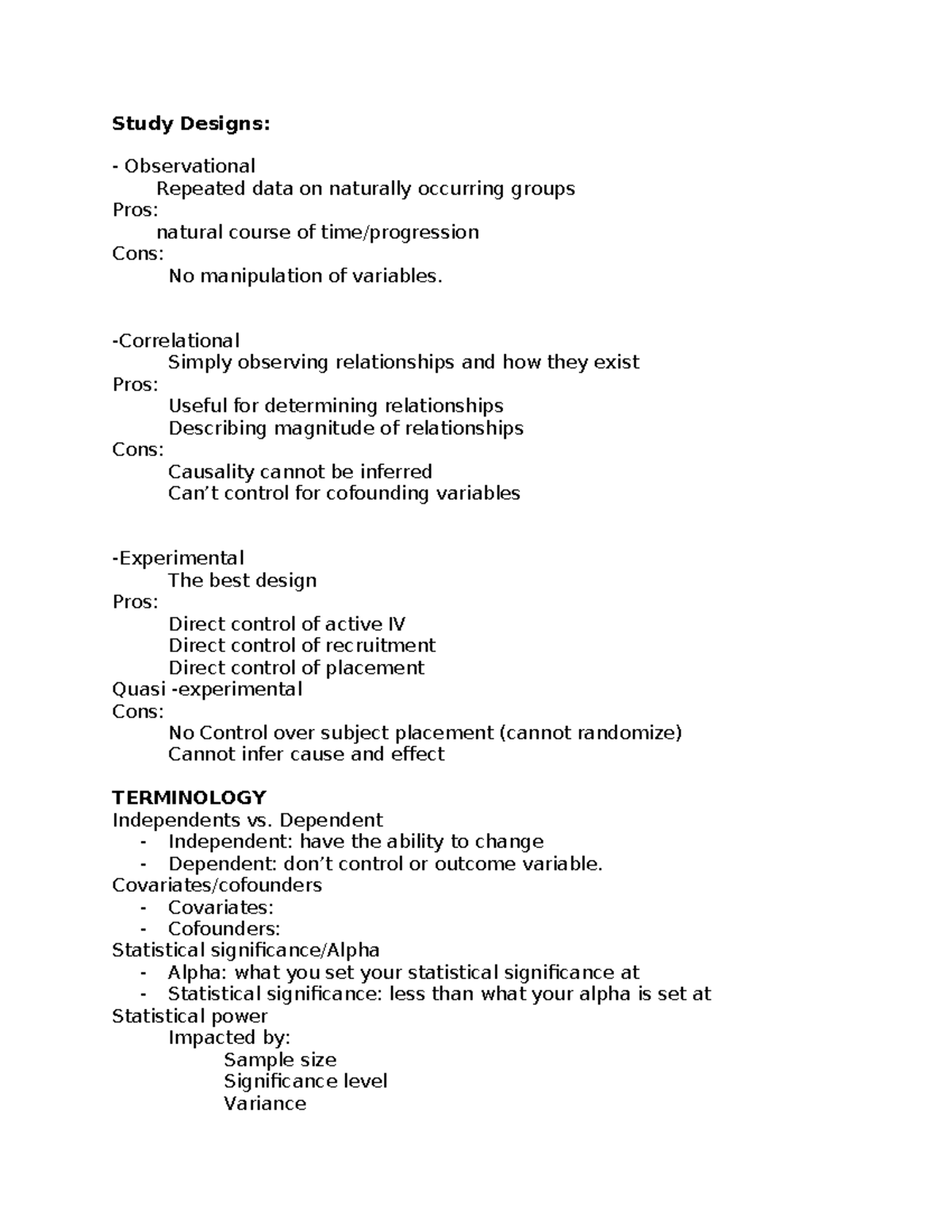 Study Designs - Study Designs: Observational Repeated data on naturally ...