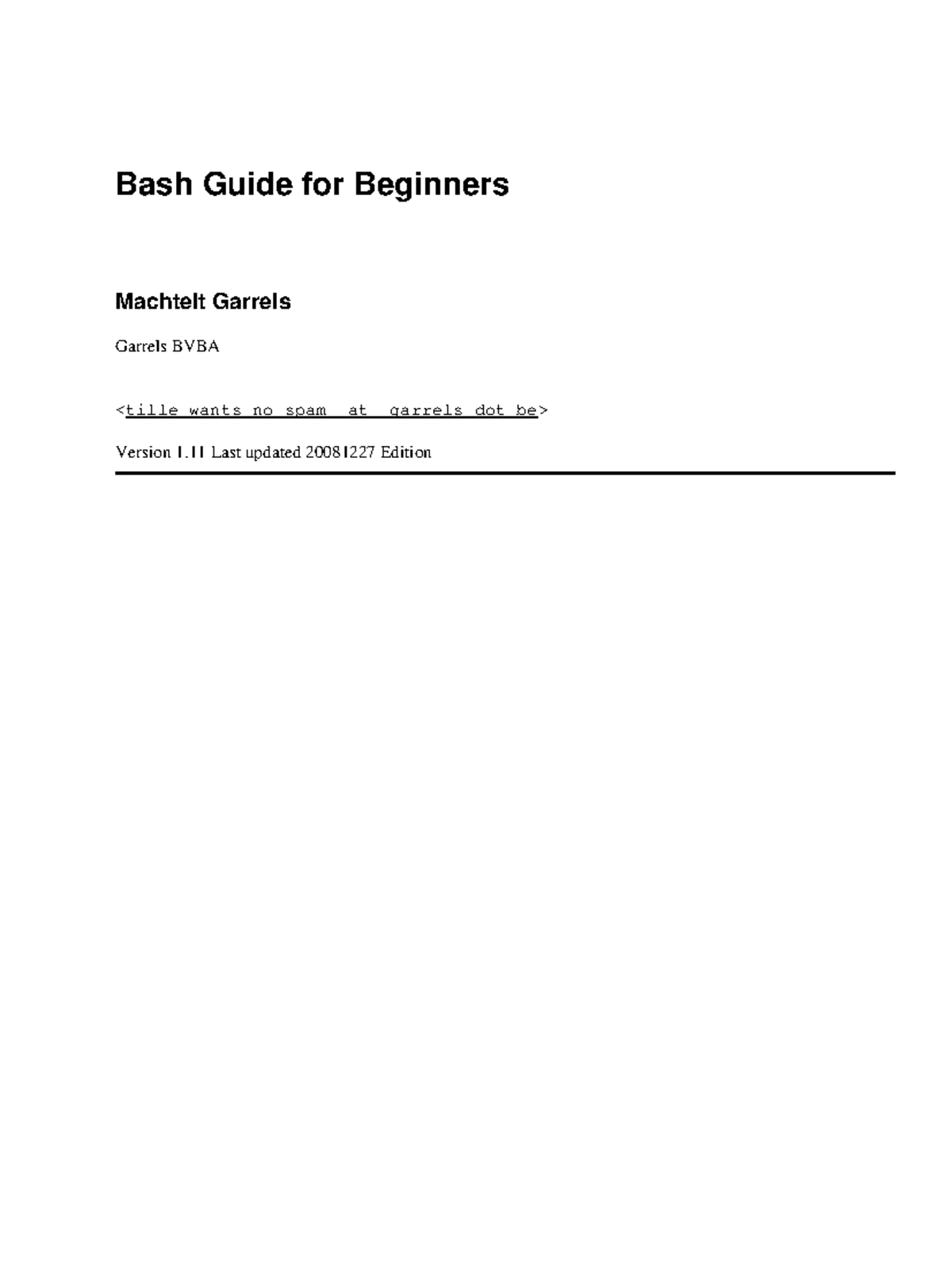 Bash-Beginners-Guide - Machtelt Garrels Garrels BVBA - Studocu