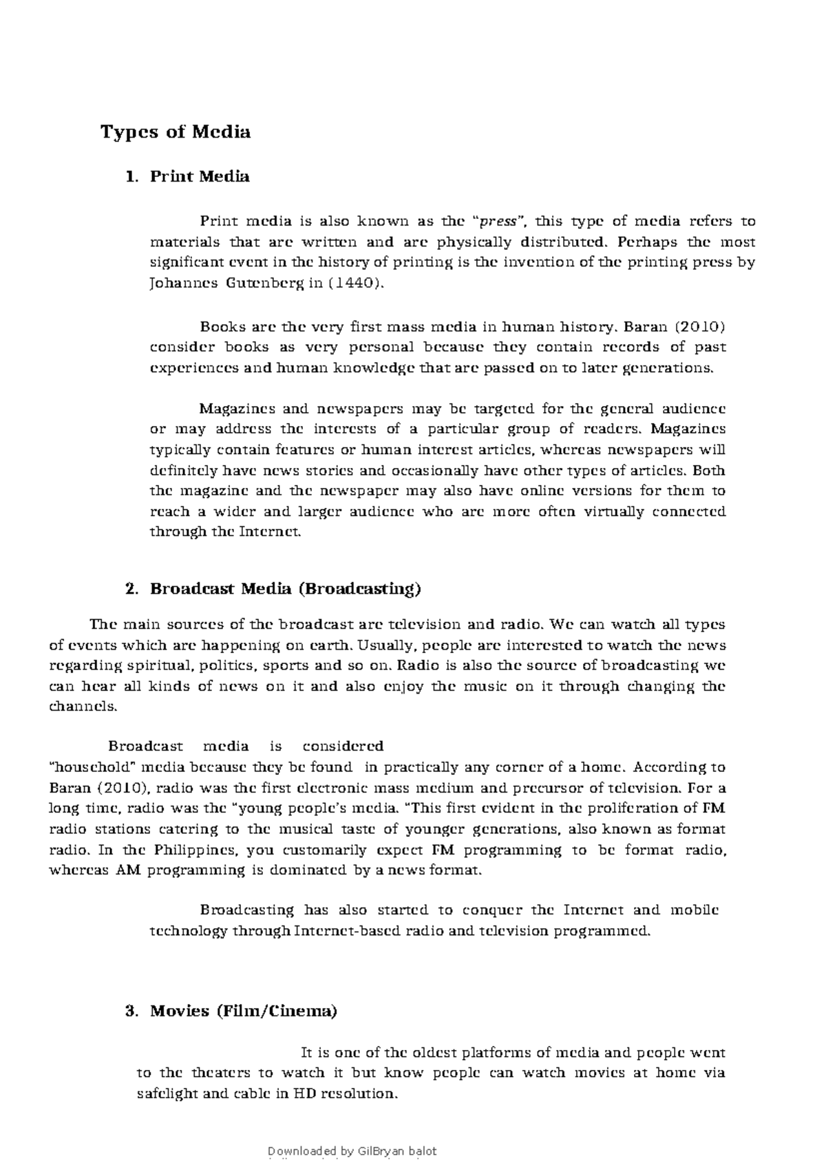 Lec 3 mil-types of media - Types of Media 1. Print Media Print media is ...