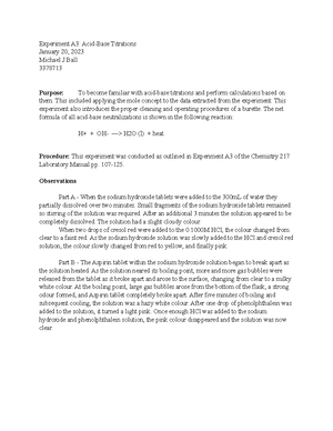 Reflection 2 - The is From chemistry - Eli Kruse October 27, 2023 Civil ...