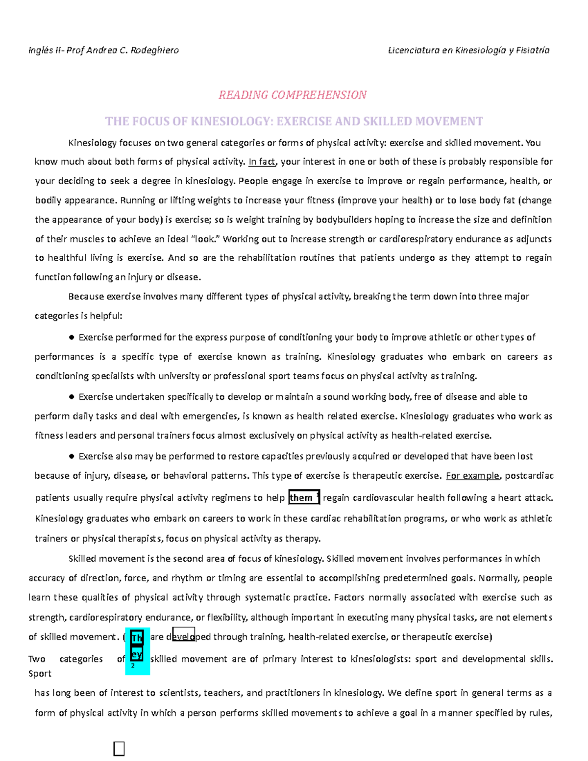 Reading Comprehension 2022 skilled movement - READING COMPREHENSION ...