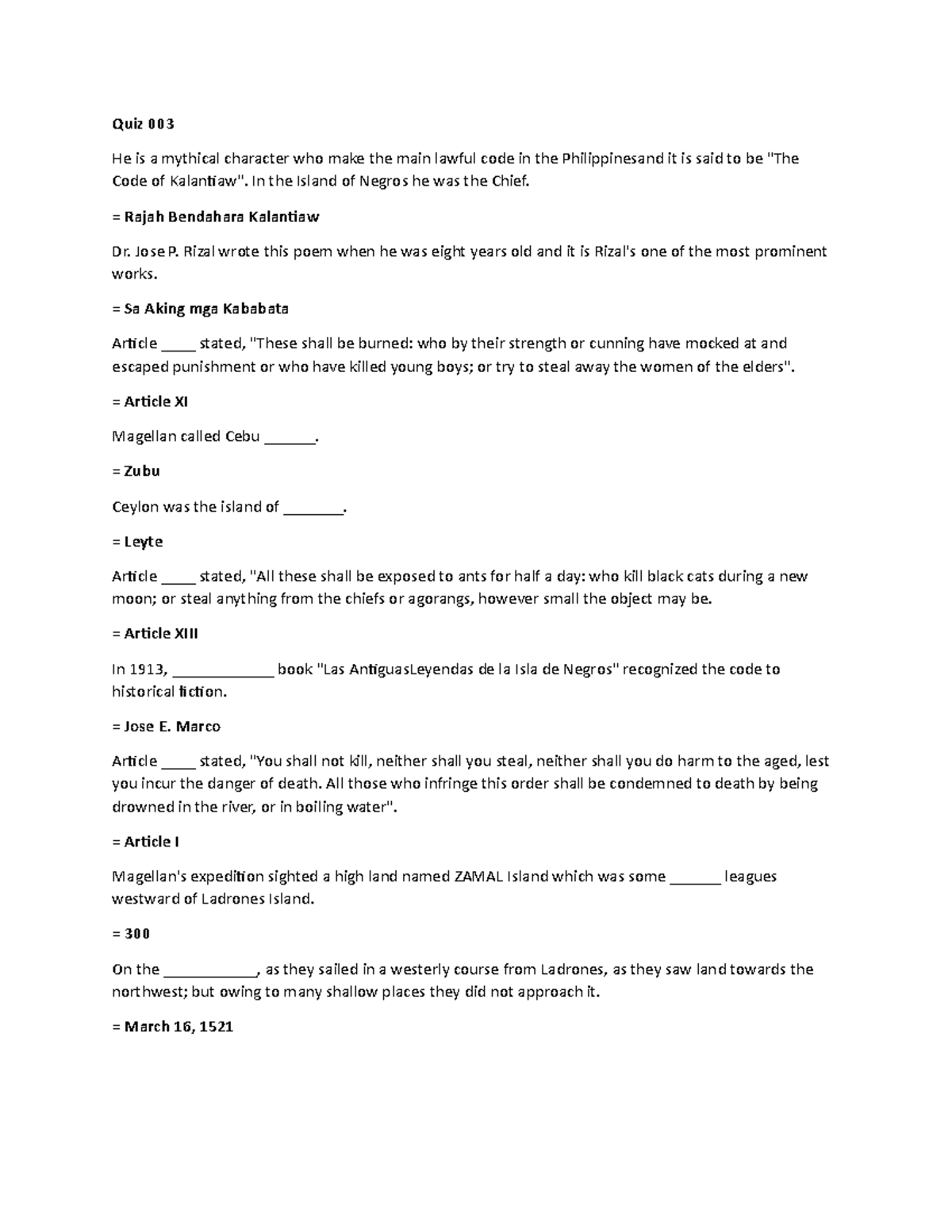 GE6101 - Quiz 3 - Quiz 003 He is a mythical character who make the main ...