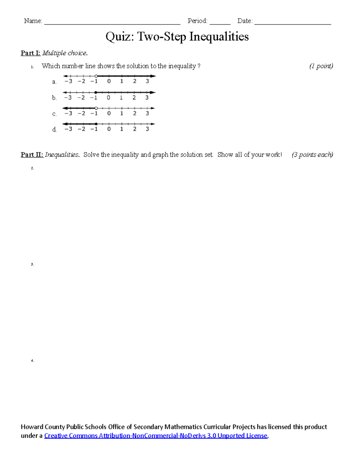 Quiz - Two-Step Inequalities - Name ...