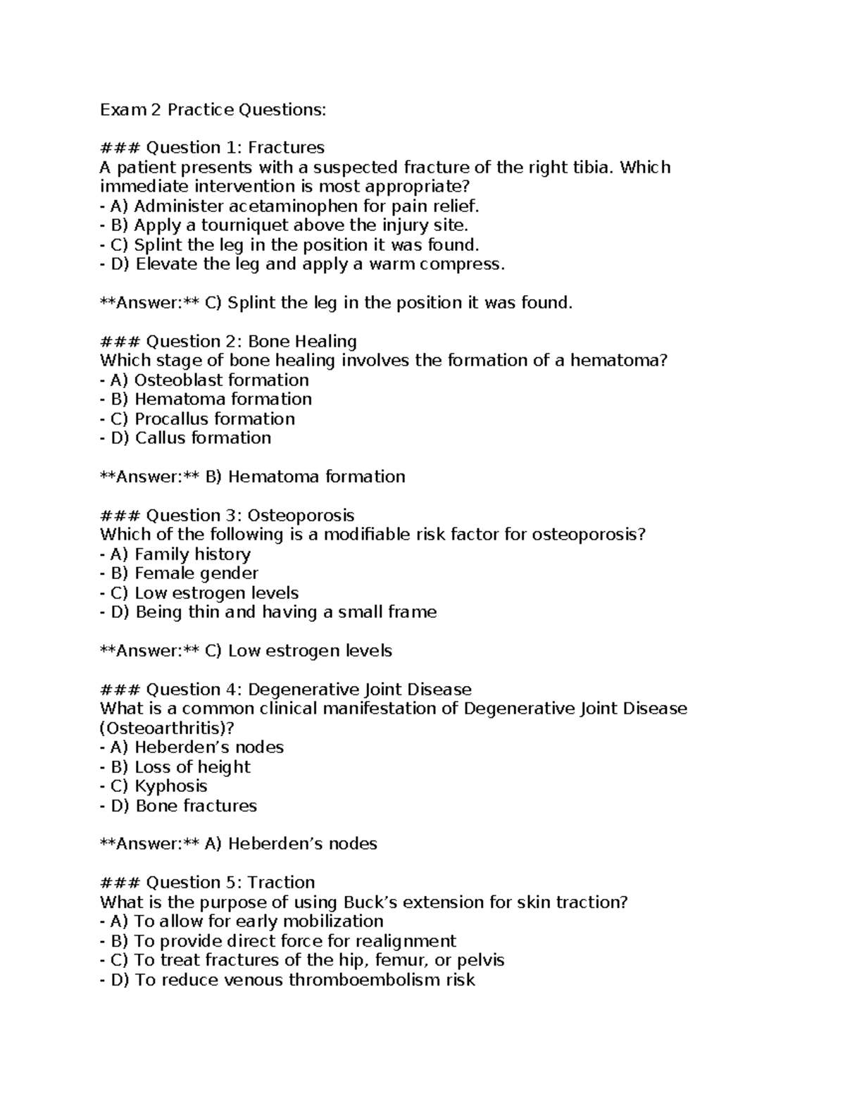 Exam 2 Practice Questions - Exam 2 Practice Questions: Question 1 ...