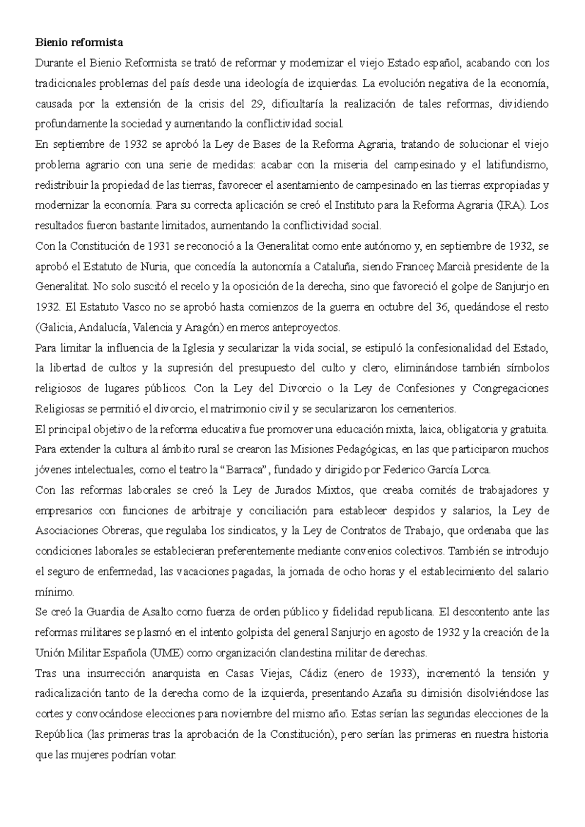 20. Bienio reformista 2 - Bienio reformista Durante el Bienio ...