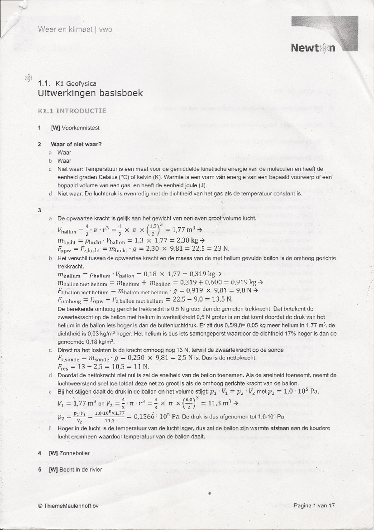 Geofysica uitwerkingen 5 VWO Natuurkunde Newton Keuzekatern ...