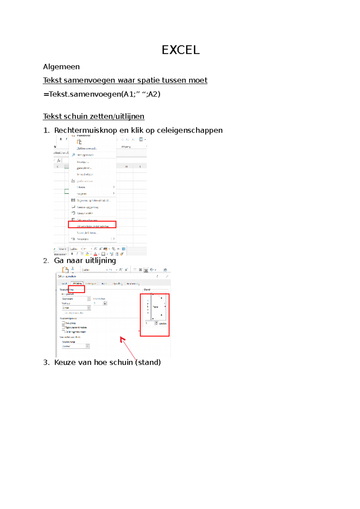 Excel samenvatting Lisa - EXCEL Algemeen Tekst samenvoegen waar spatie ...