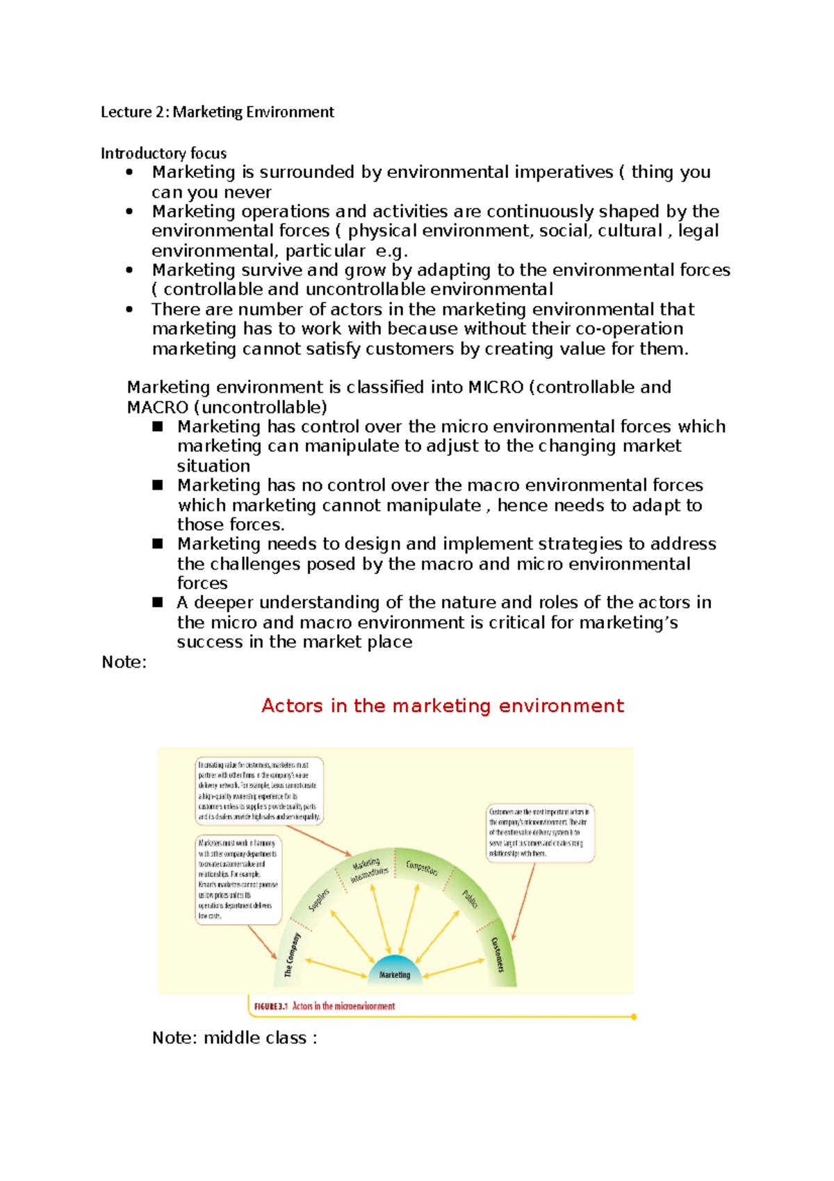 Lecture 2 - Marketing Environment: the difference between Micro and the ...