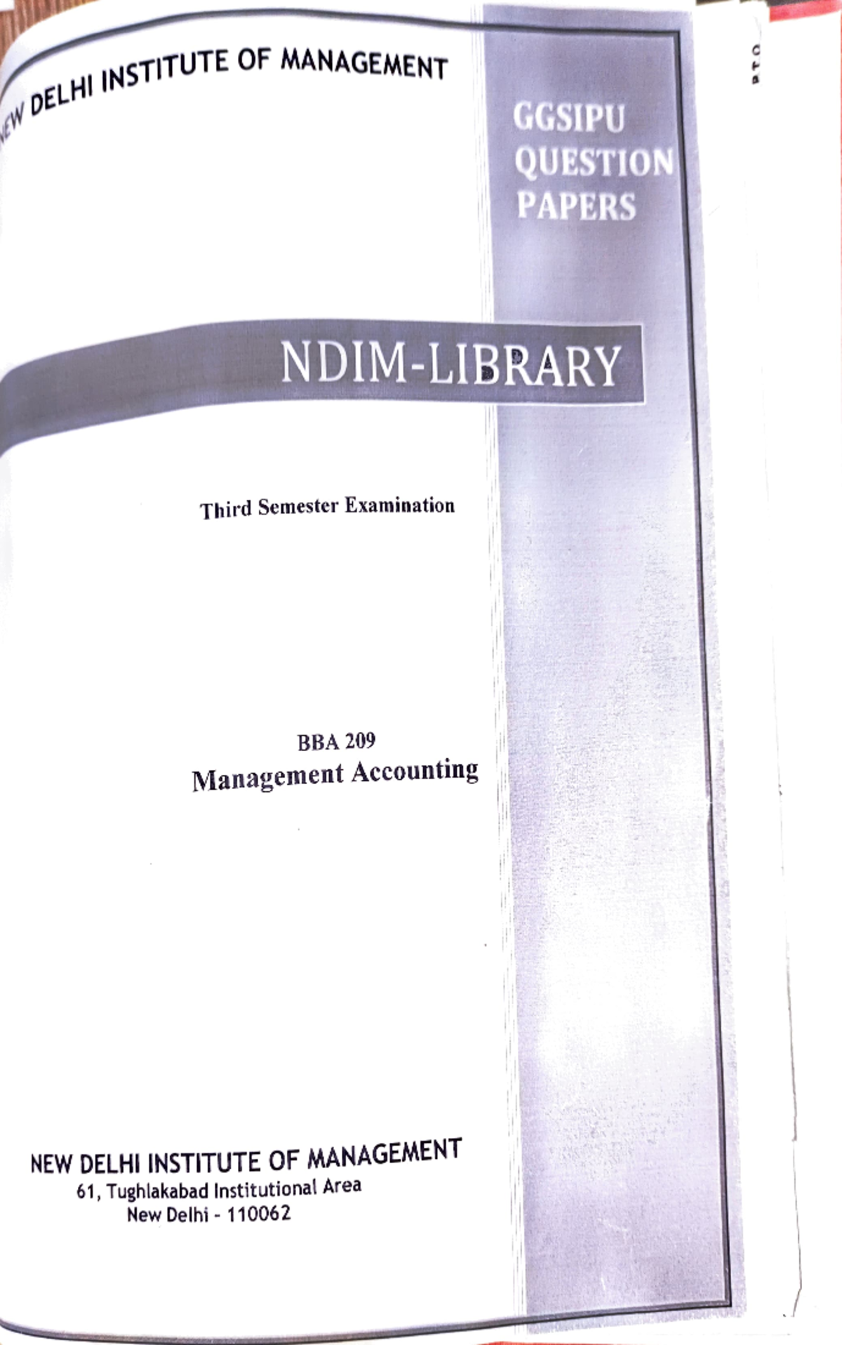 Management accounting sample paperr - ELHI INSTITUT OF MANAGEMENT ...