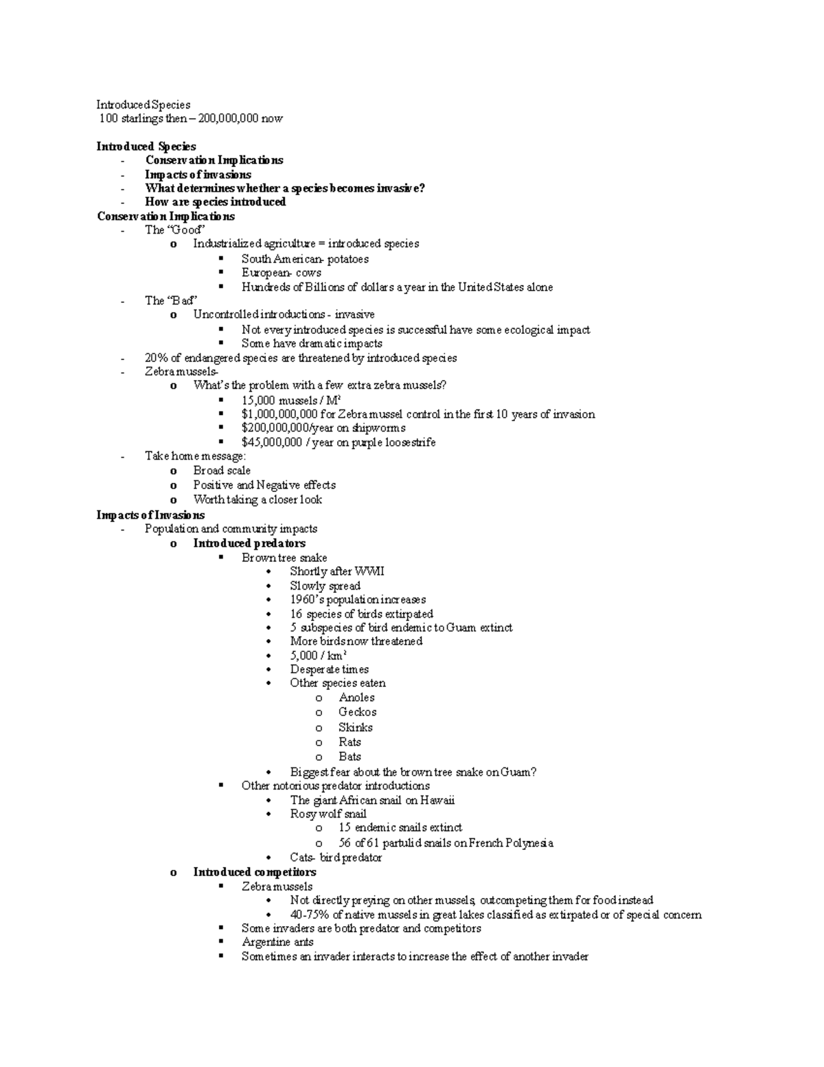 Introduced Species - Introduced Species 100 starlings then ...
