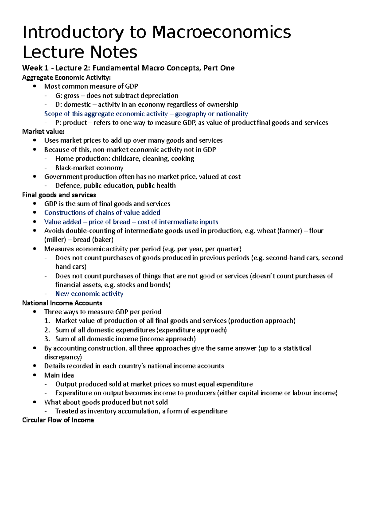 Intro Macro Lecture Notes - Introductory to Macroeconomics Lecture ...