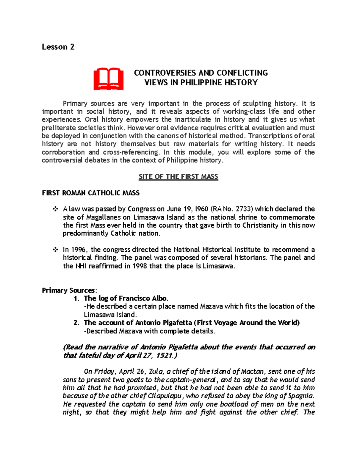 GECC 106 - Module 2, Lesson 2 - Lesson 2 Primary sources are very ...