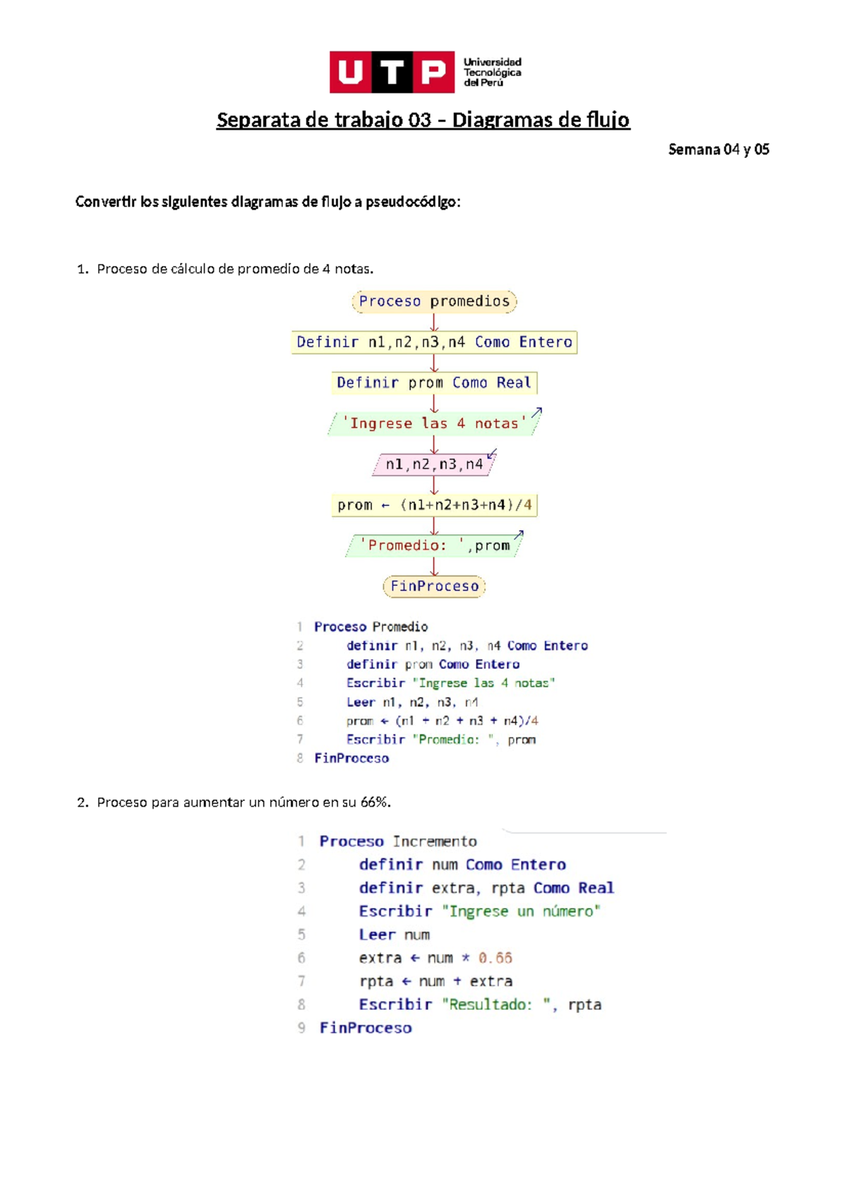 ALG- Semana 04 - Principios de algoritmos - Separata de trabajo 03 – Diagramas de flujo Semana ...