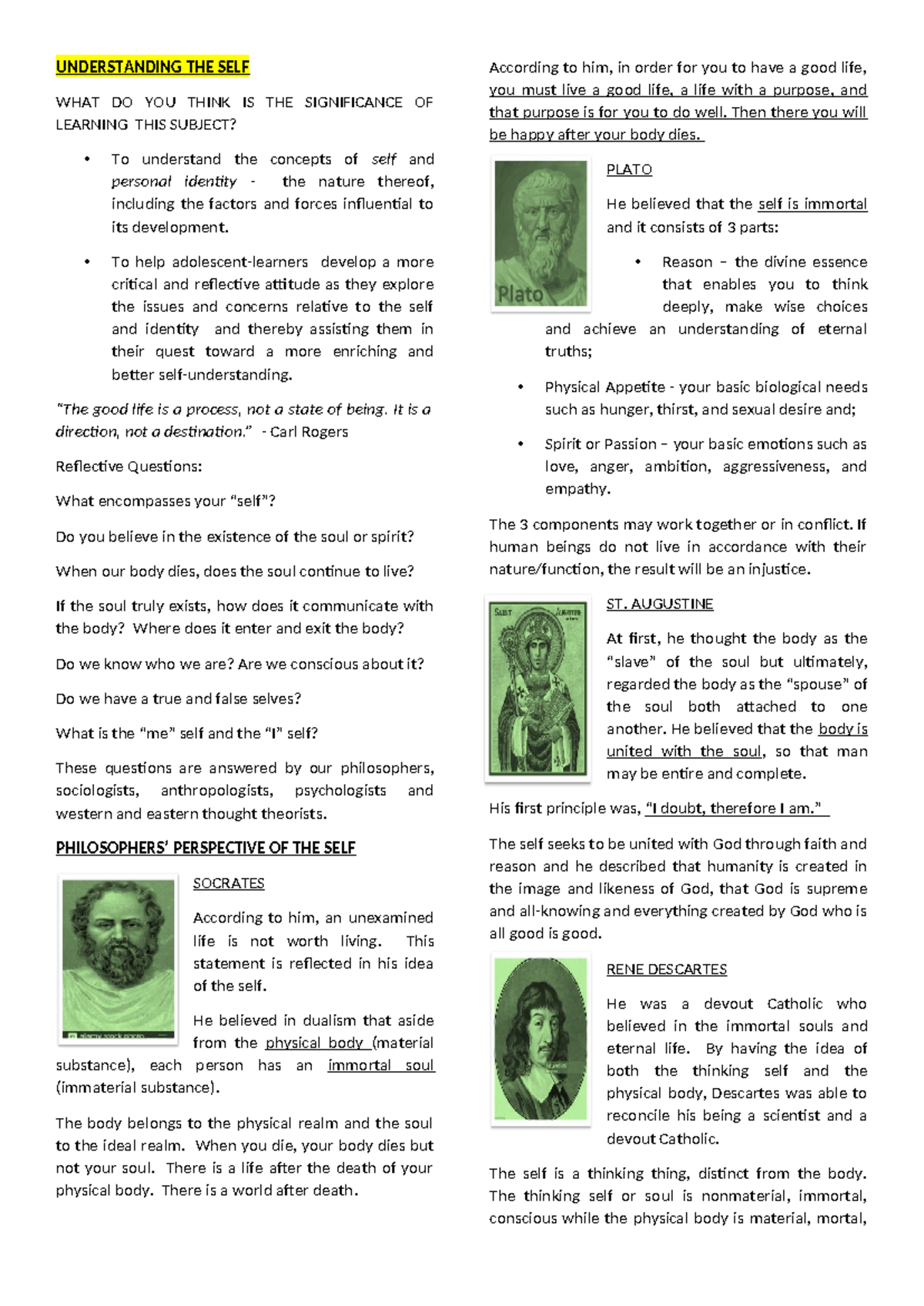 Understanding THE SELF (ppt 1) - UNDERSTANDING THE SELF WHAT DO YOU ...