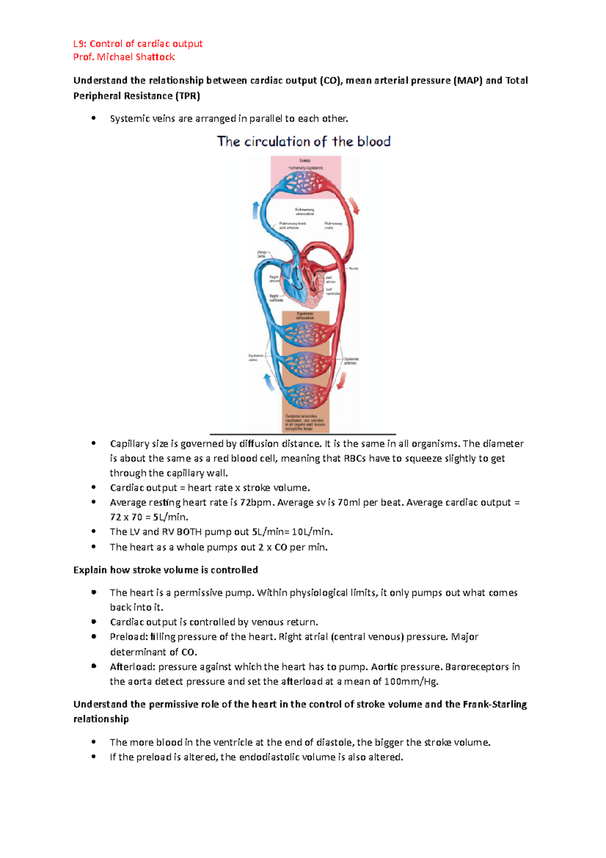 9 Control of cardiac output - Prof. Michael Shattock Understand the ...
