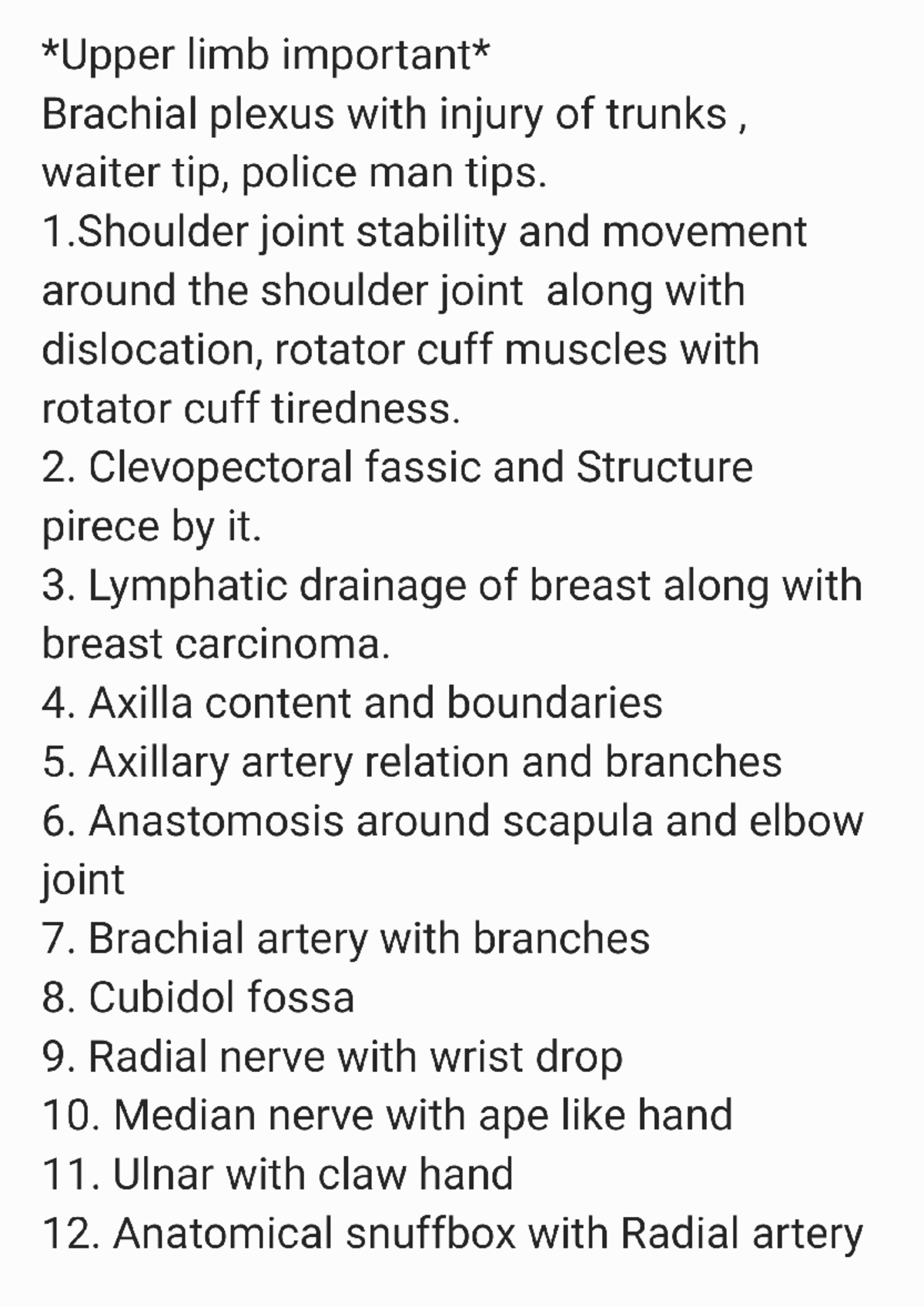 Upper limb and lower limb important marking - Upper limb Brachial ...