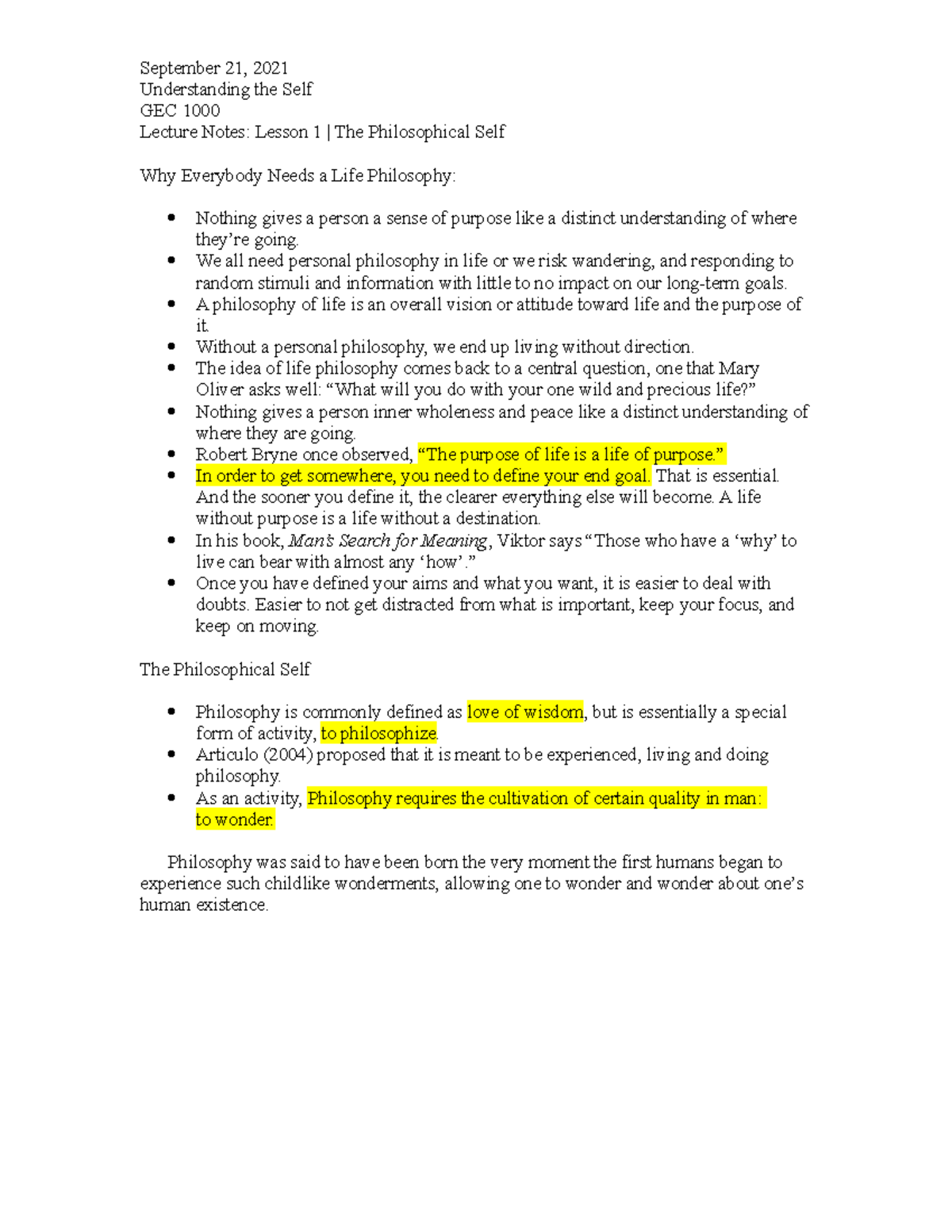 Lesson 1 The Philosophical Self GEC1000 - Understanding the Self GEC ...