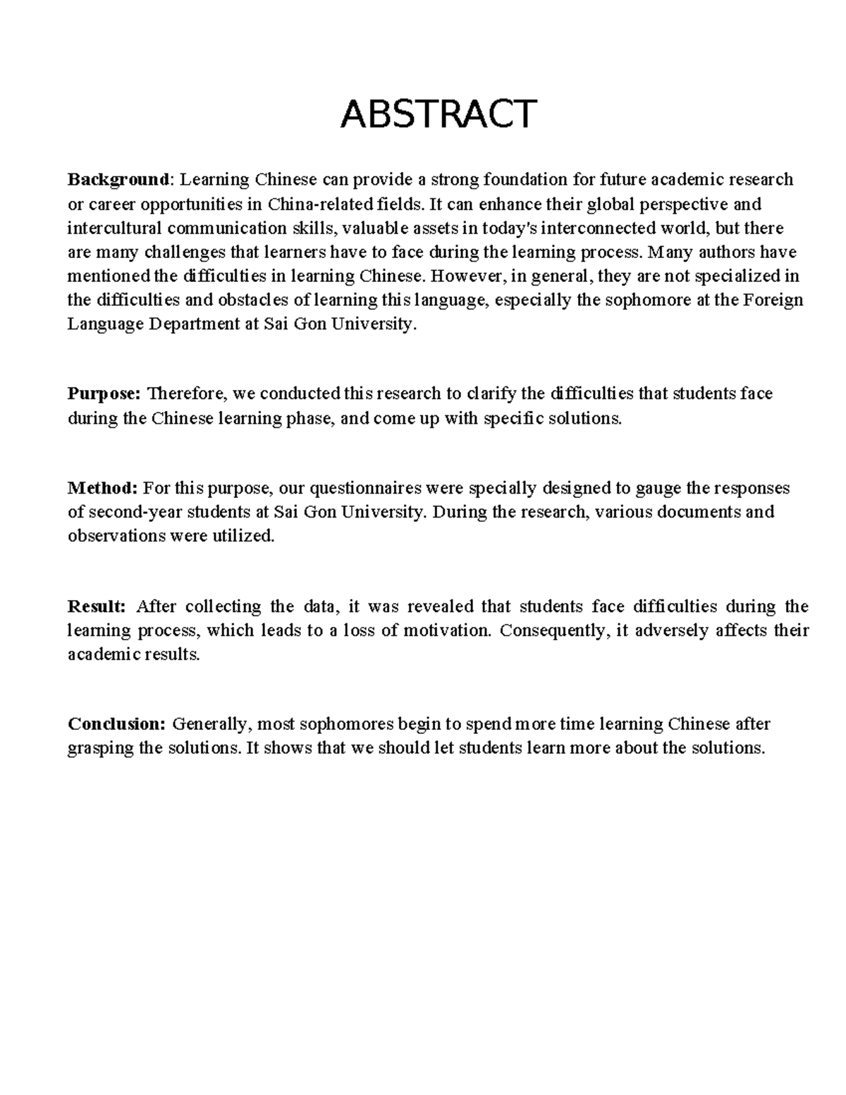 Abstract - poiuytrew - ABSTRACT Background: Learning Chinese can ...