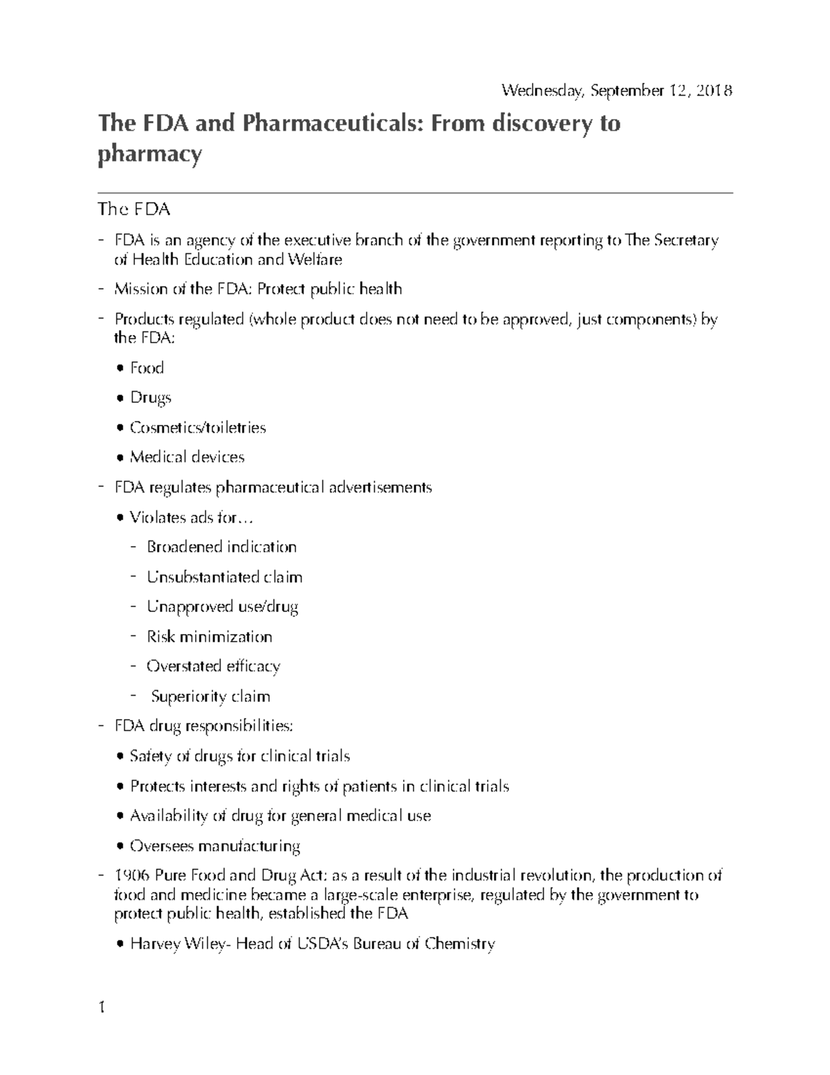 The FDA and Pharmaceuticals - .. - Broadened indication ...