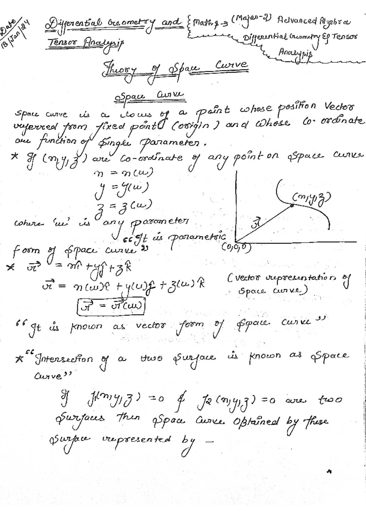 Differential geometry and tensor analysis - b.sc - Studocu