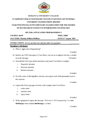 KNEC PAST Papers Computer Applications 1 - Information Technology - Studocu