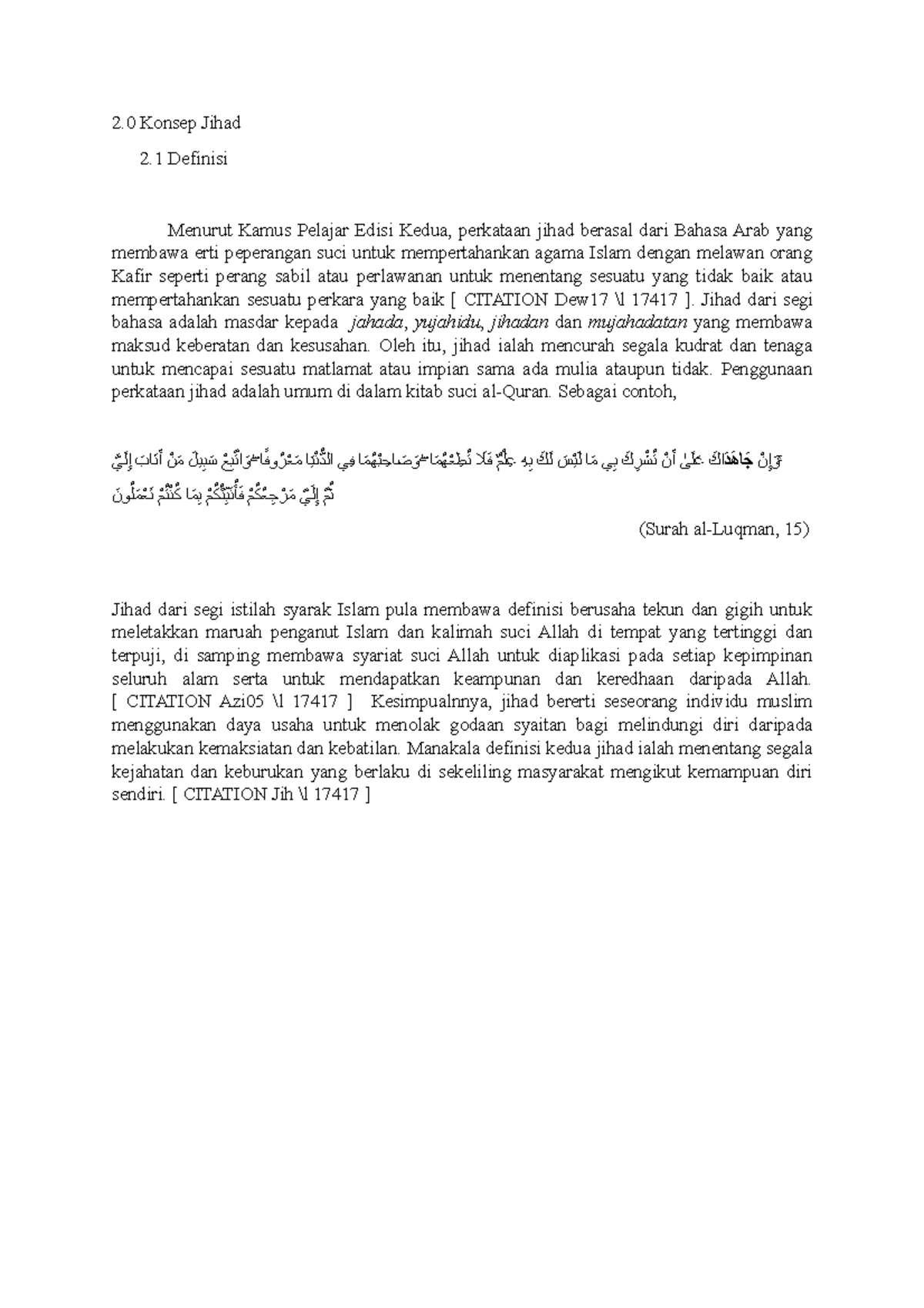 Kertas Kerja - 2 Konsep Jihad 2 Definisi Menurut Kamus Pelajar Edisi Kedua, perkataan jihad ...