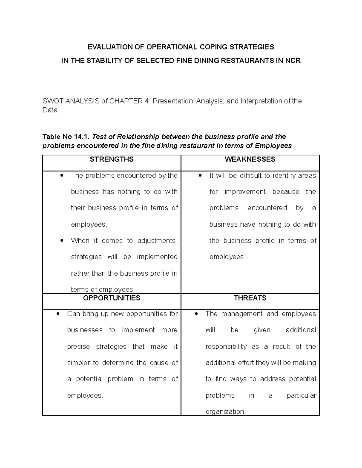 SWOT-and-Matrix - dsadad - EVALUATION OF OPERATIONAL COPING STRATEGIES ...