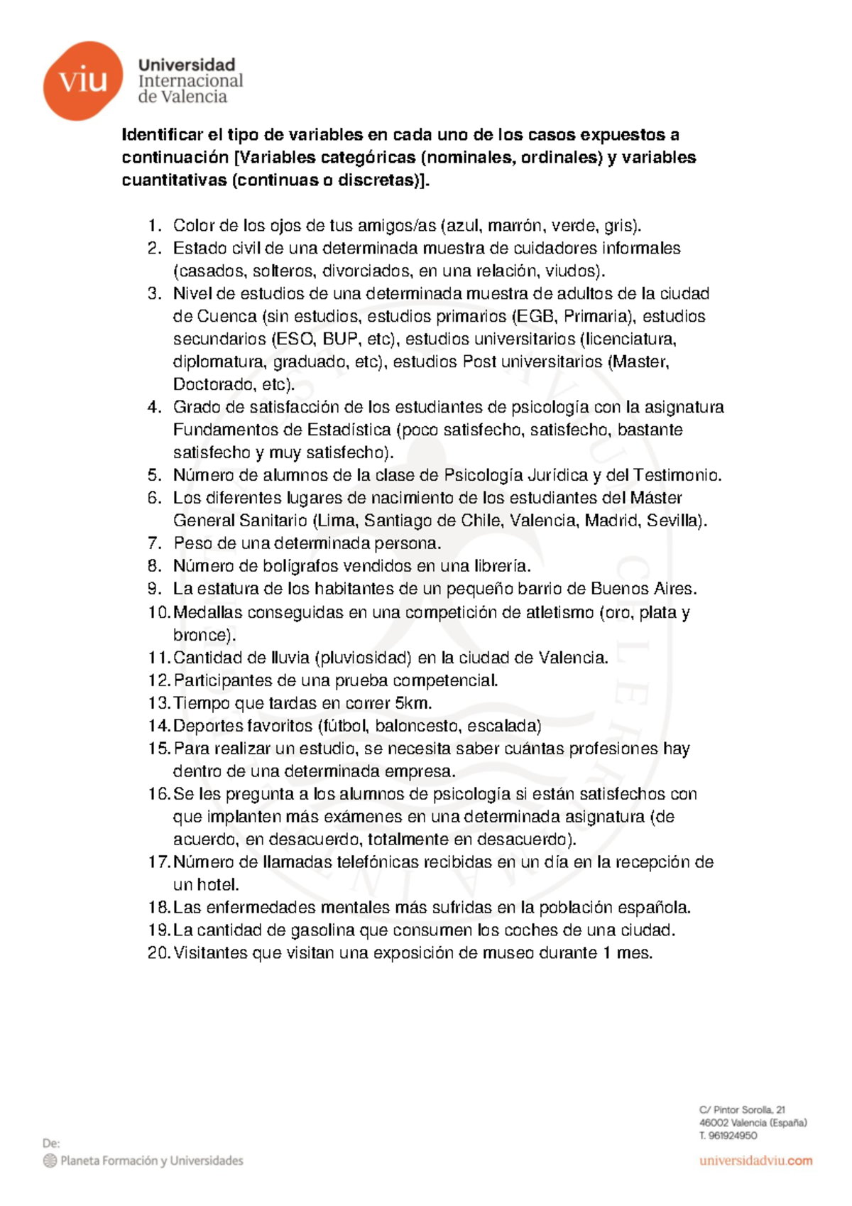 Ejercicio Tipos Variables - Identificar el tipo de variables en cada ...