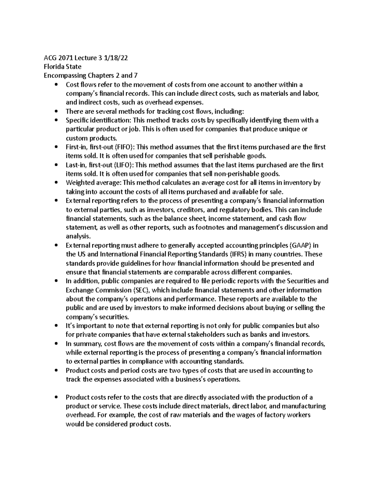 ACG 2071 Lecture 3 - Florida State ACG 2071 Notes from Class on terms ...