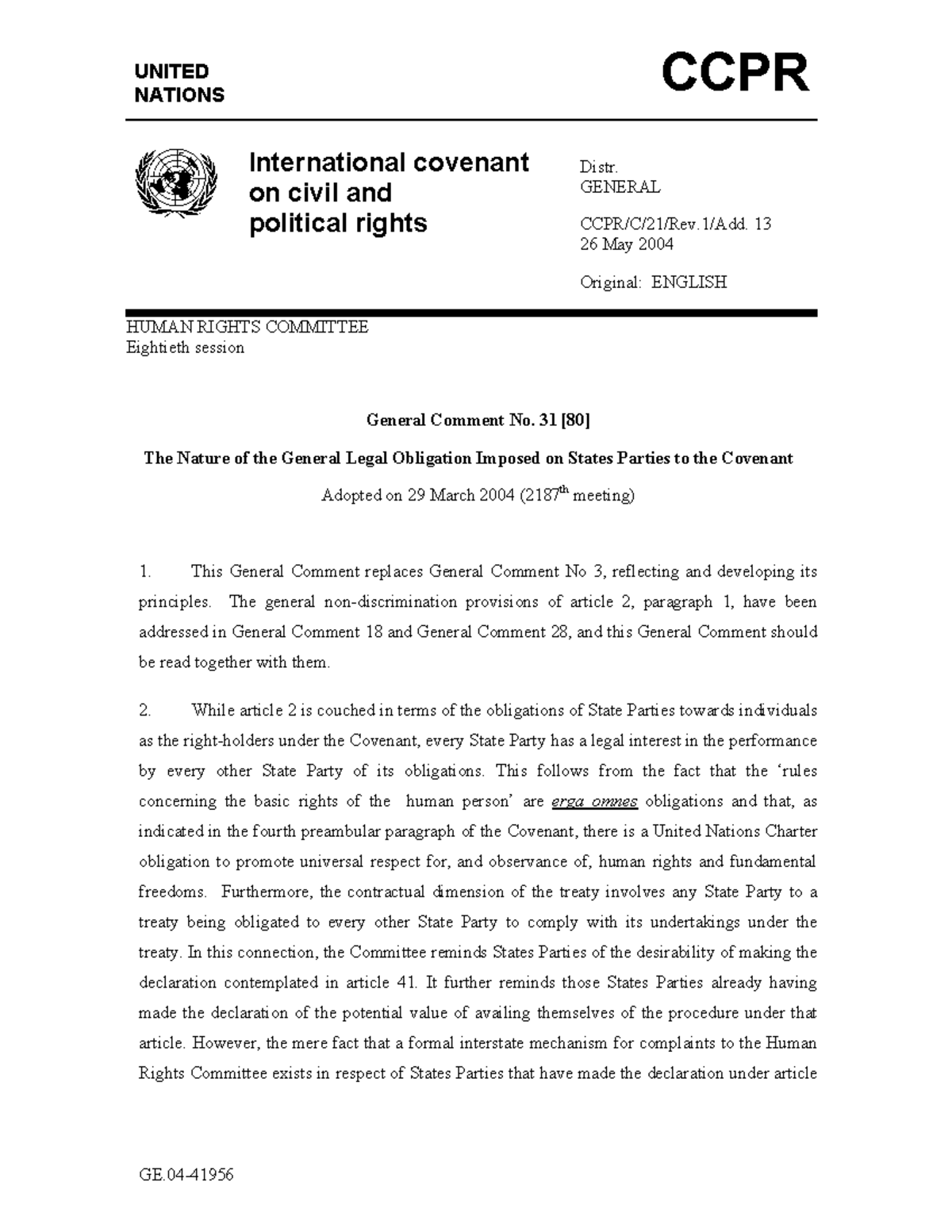 GC Iccpr - tretatis materials - GE- UNITED NATIONS CCPR International ...