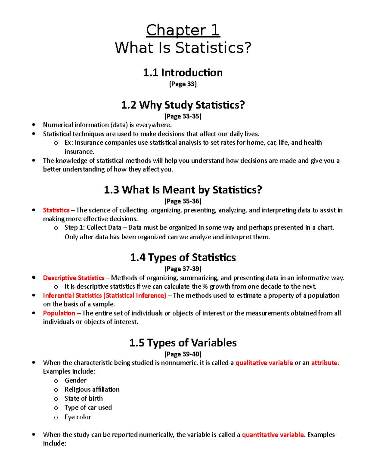 Chapter 1 Notes What Is Statistics - Chapter 1 What Is Statistics? 1 ...