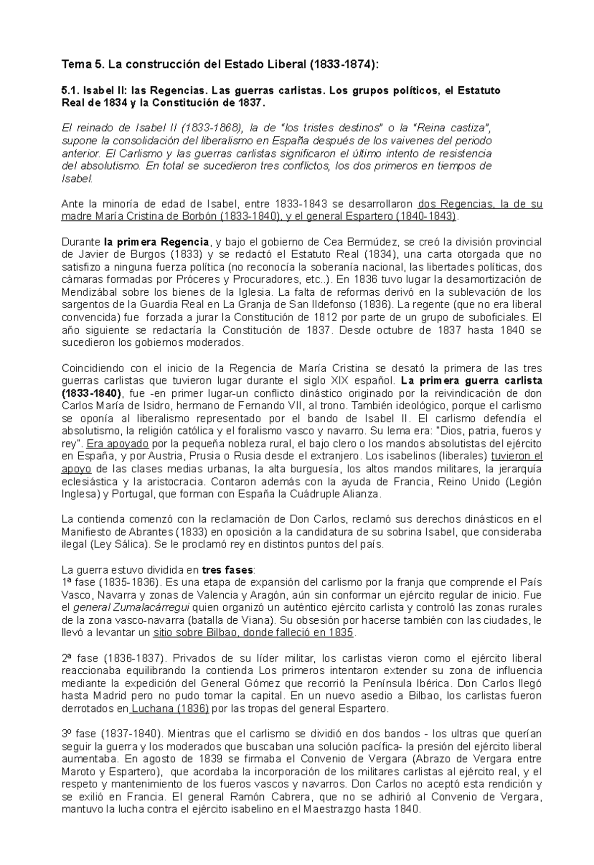 Tema 5. Construcción Estado Liberl - Tema 5. La construcción del Estado Liberal (1833-1874 ...