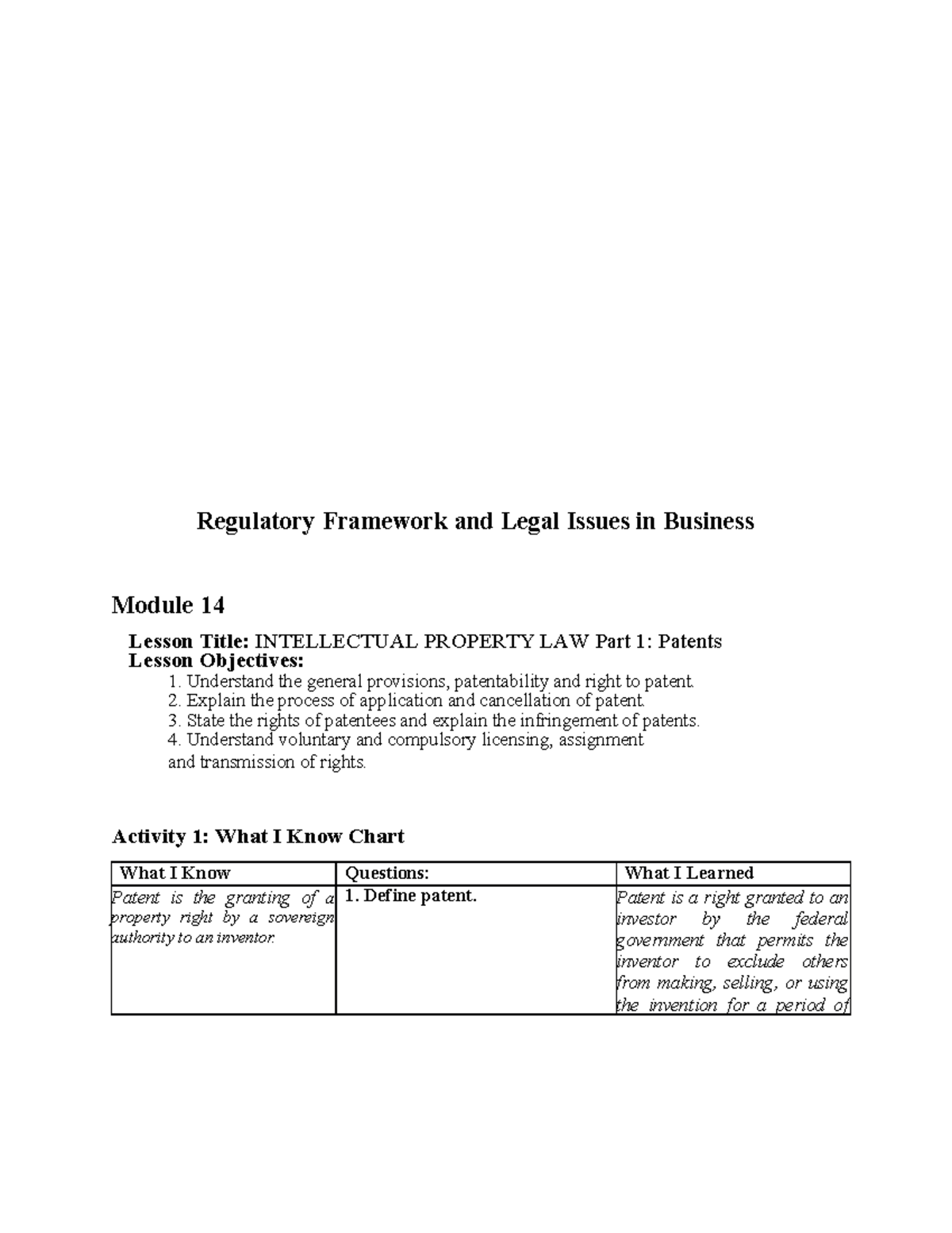 Bam242 module 14 - Enjoy - Regulatory Framework and Legal Issues in ...