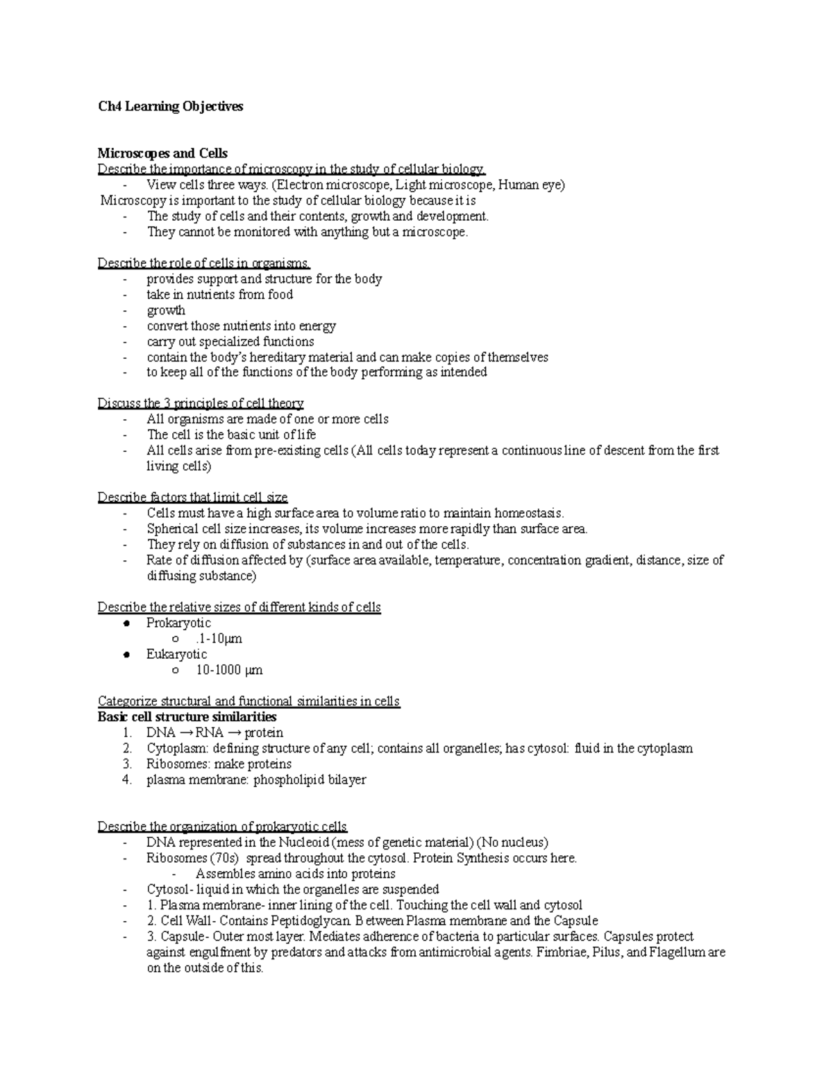 Gen Bio I - Genetics - Ch4 Learning Objectives Microscopes and Cells ...