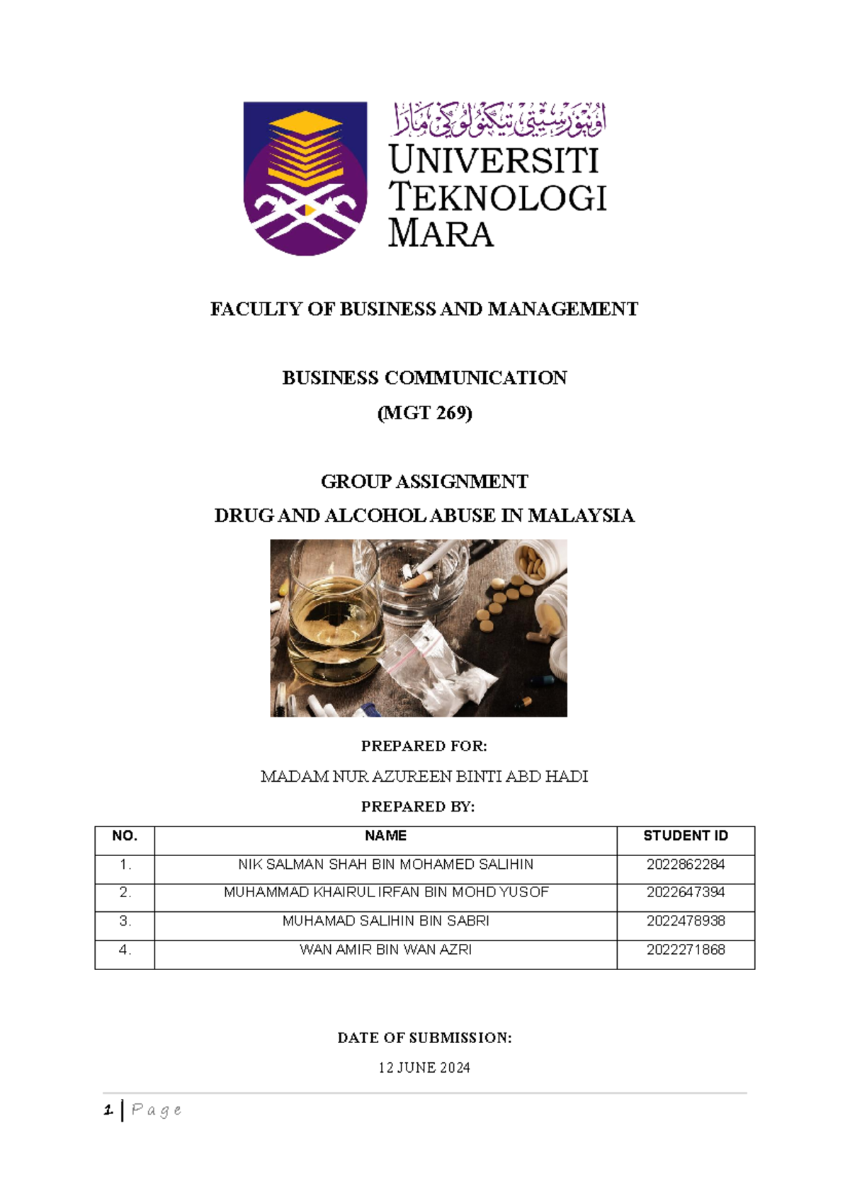 MGT 269 Group Assignment - FACULTY OF BUSINESS AND MANAGEMENT BUSINESS ...