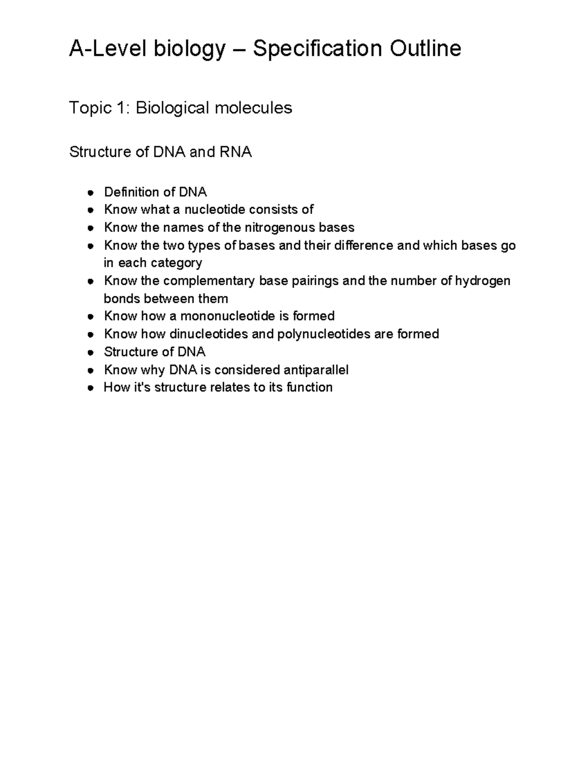 A level biology - specification outline 💚🧪 - A-Level biology ...
