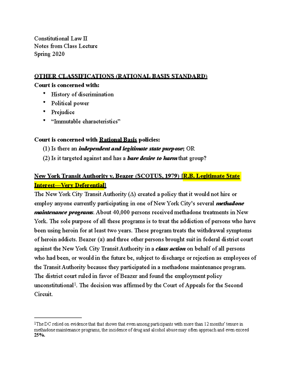 Other Classifications ( Rational Basis Standard) - Constitutional Law ...