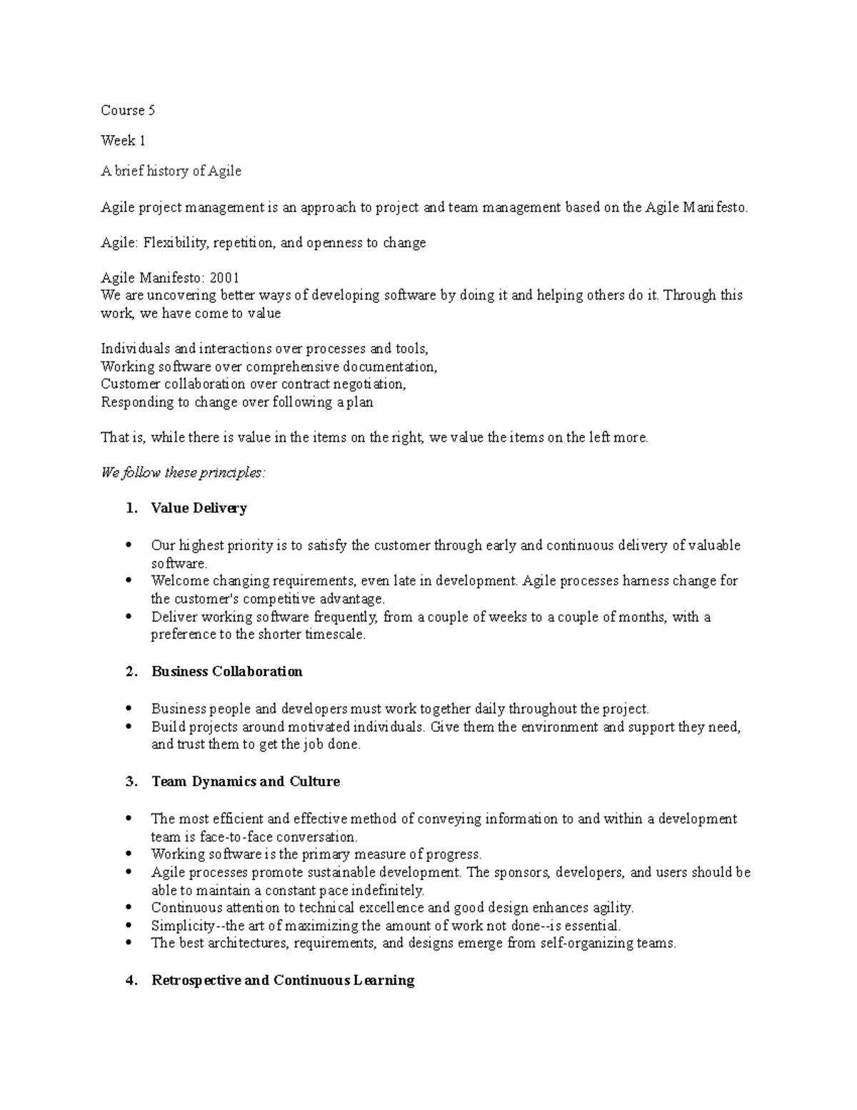Course 5 Agile Project Management Notes - Course 5 Week 1 A brief ...