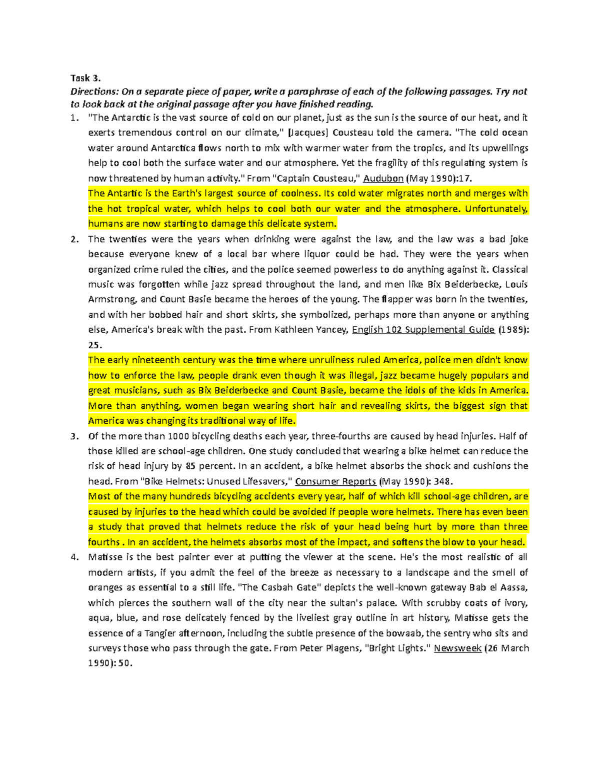Task 3 - Mengenai jawaban task 3 - Task 3. Directions: On a separate piece of paper, write a ...