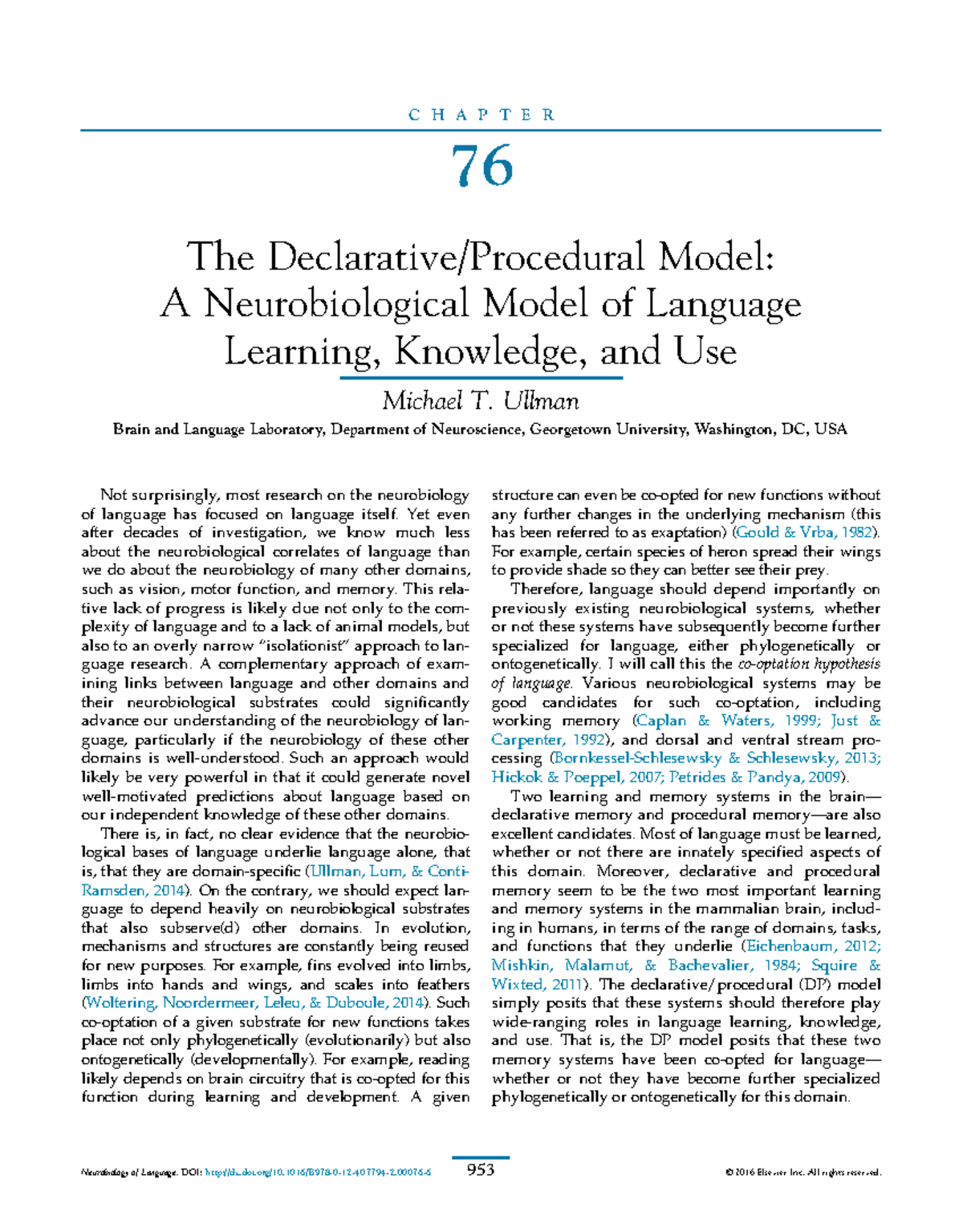 Ullman 2016 Declarative Procedural Modelof Language C H A P T E R 76