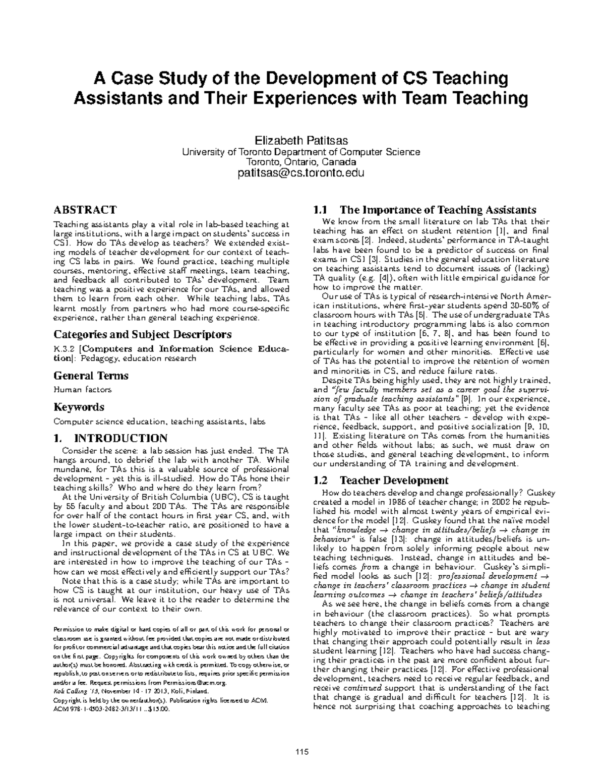 A Case Study of the Development of CS Te - A Case Study of the Development of CS Teaching ...