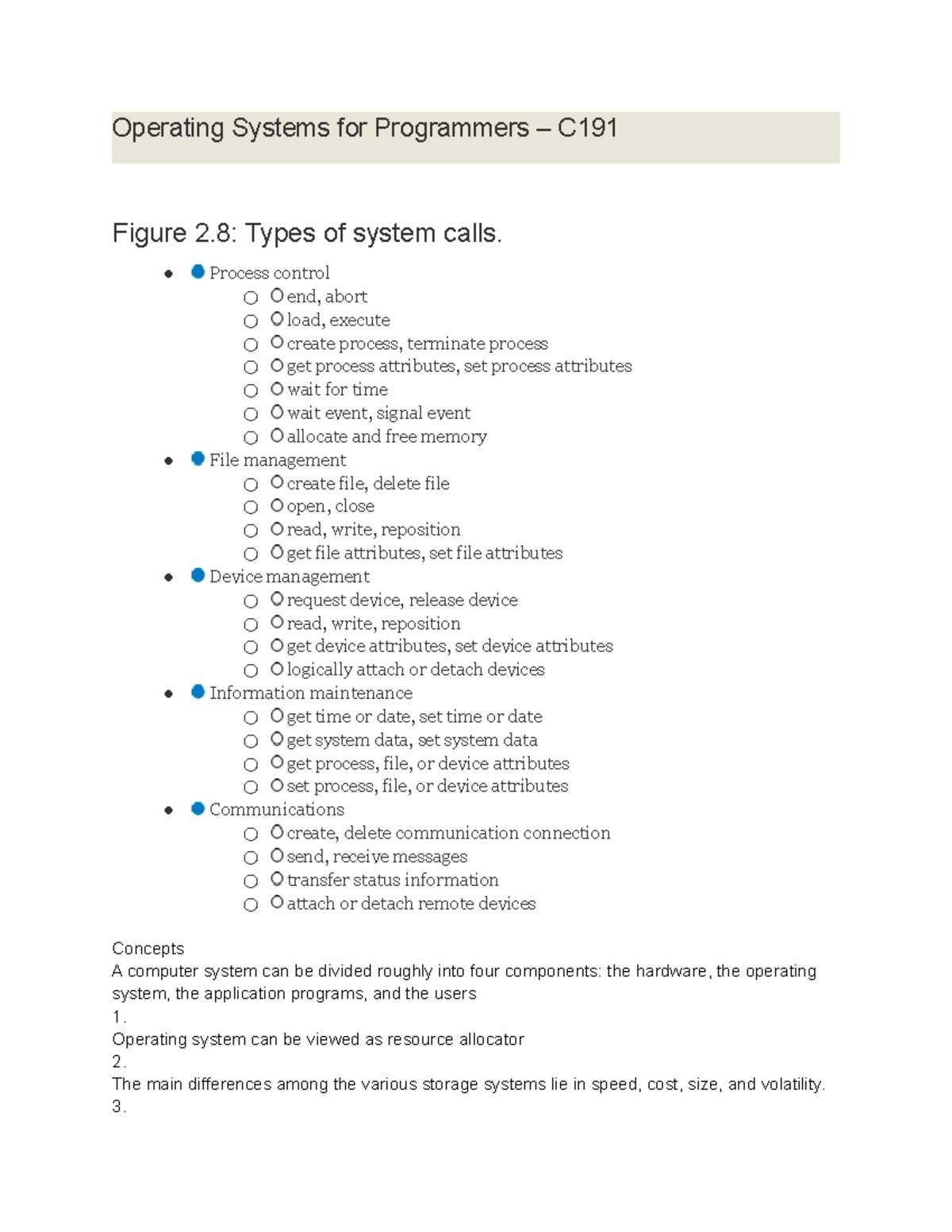 Operating Systems for Programmers – C191 - Process control end, abort ...