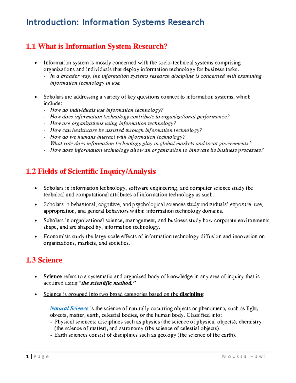 Systems Theory - sessions 1,2 - 1 | P a g e M o u s s a H a w i ...