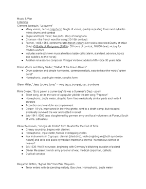 MUSC101- Final Exam Study Guide - MUSC 101 Music Appreciation (Fall 20 ...