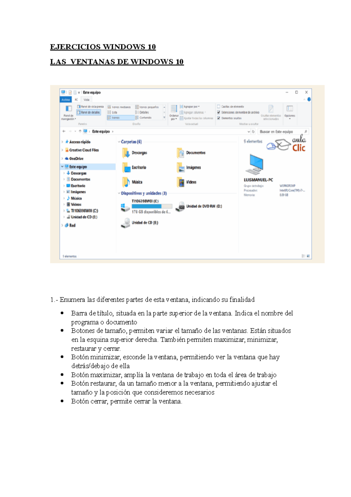 Ej windows - grado superior de AD y Finanzas - EJERCICIOS WINDOWS 10 LAS VENTANAS DE WINDOWS 10 ...