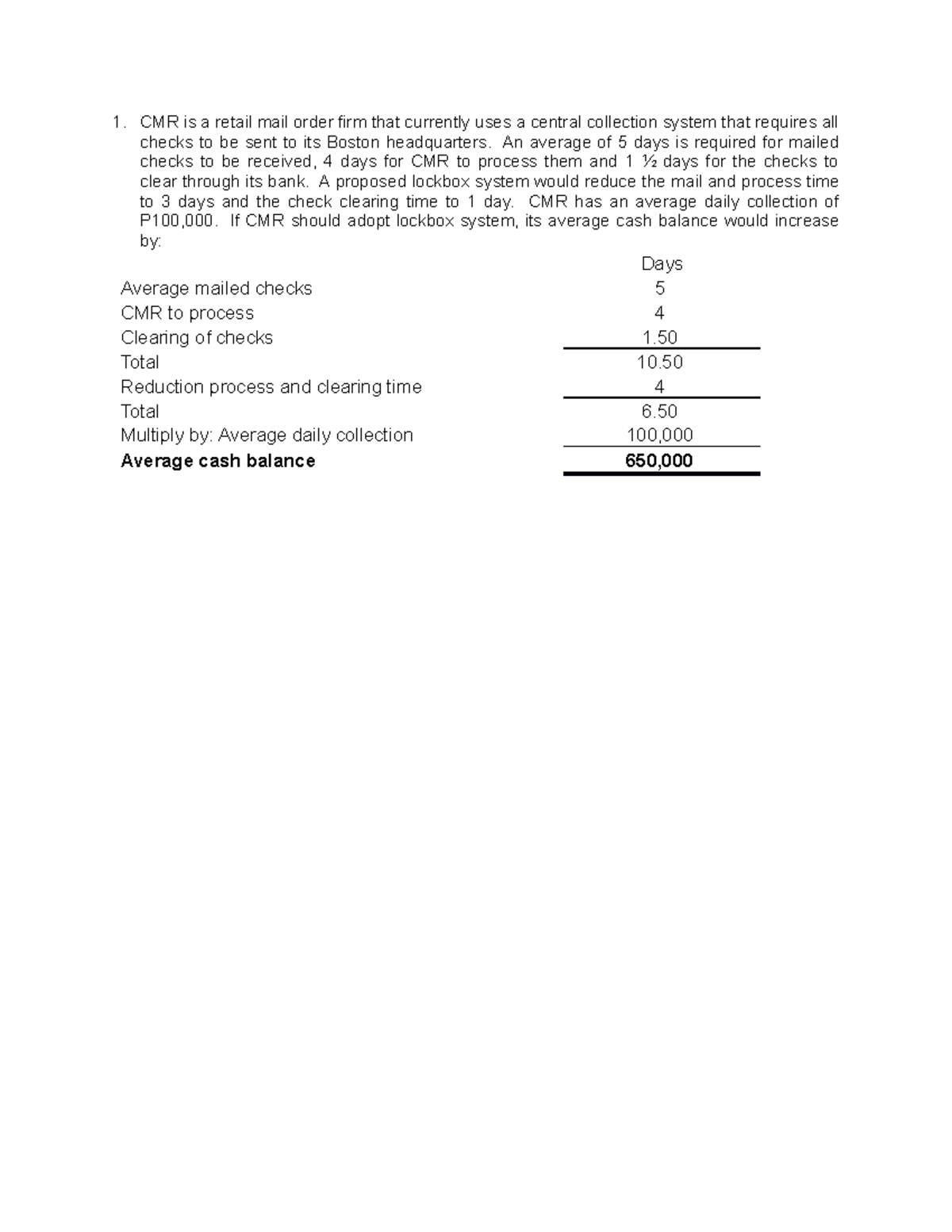 CMR is a retail mail order firm that currently uses a central ...