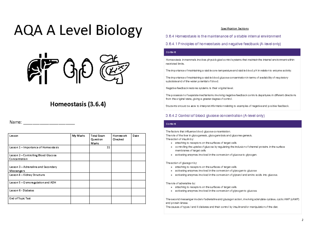 Y13 Homeostasis Booklet.docx - Google Docs - AQA A Level Biology ...
