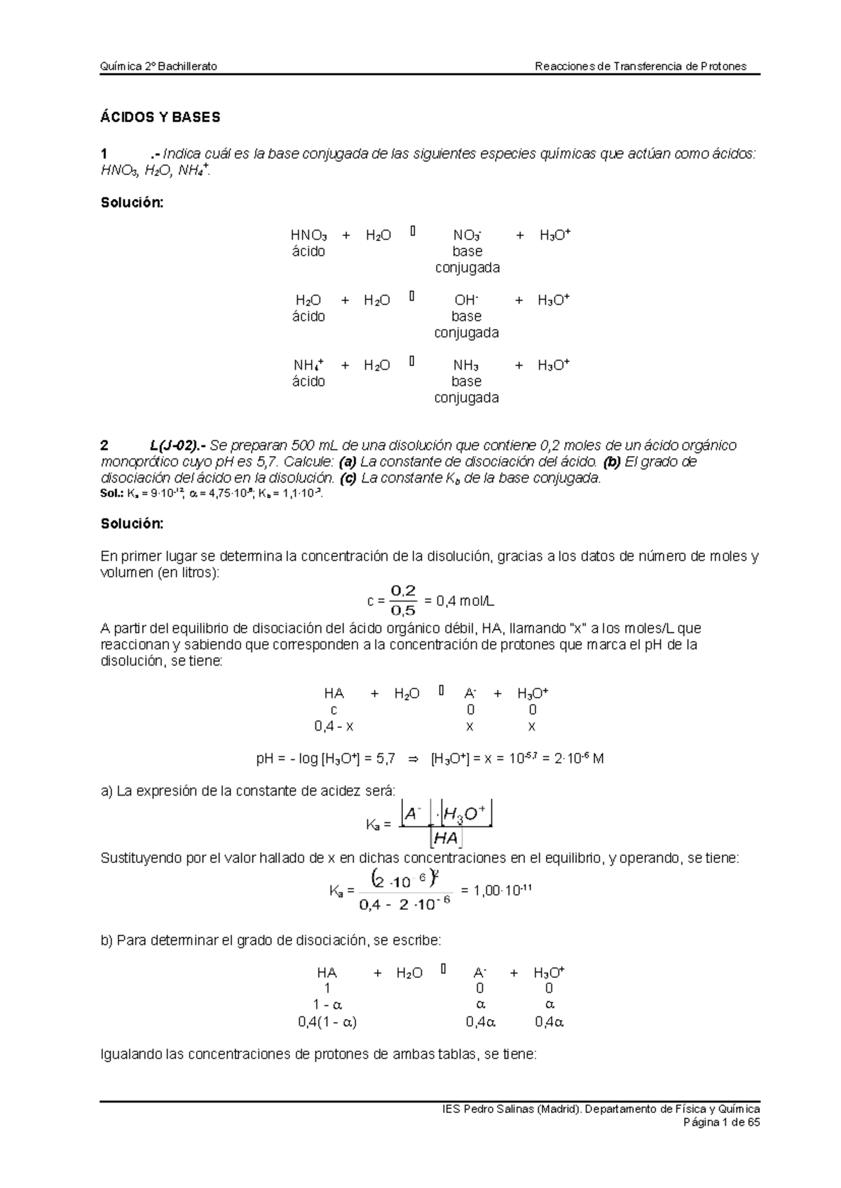 2 Qacibaspr - QUIMICA - ÁCIDOS Y BASES 1 .- Indica cuál es la base ...